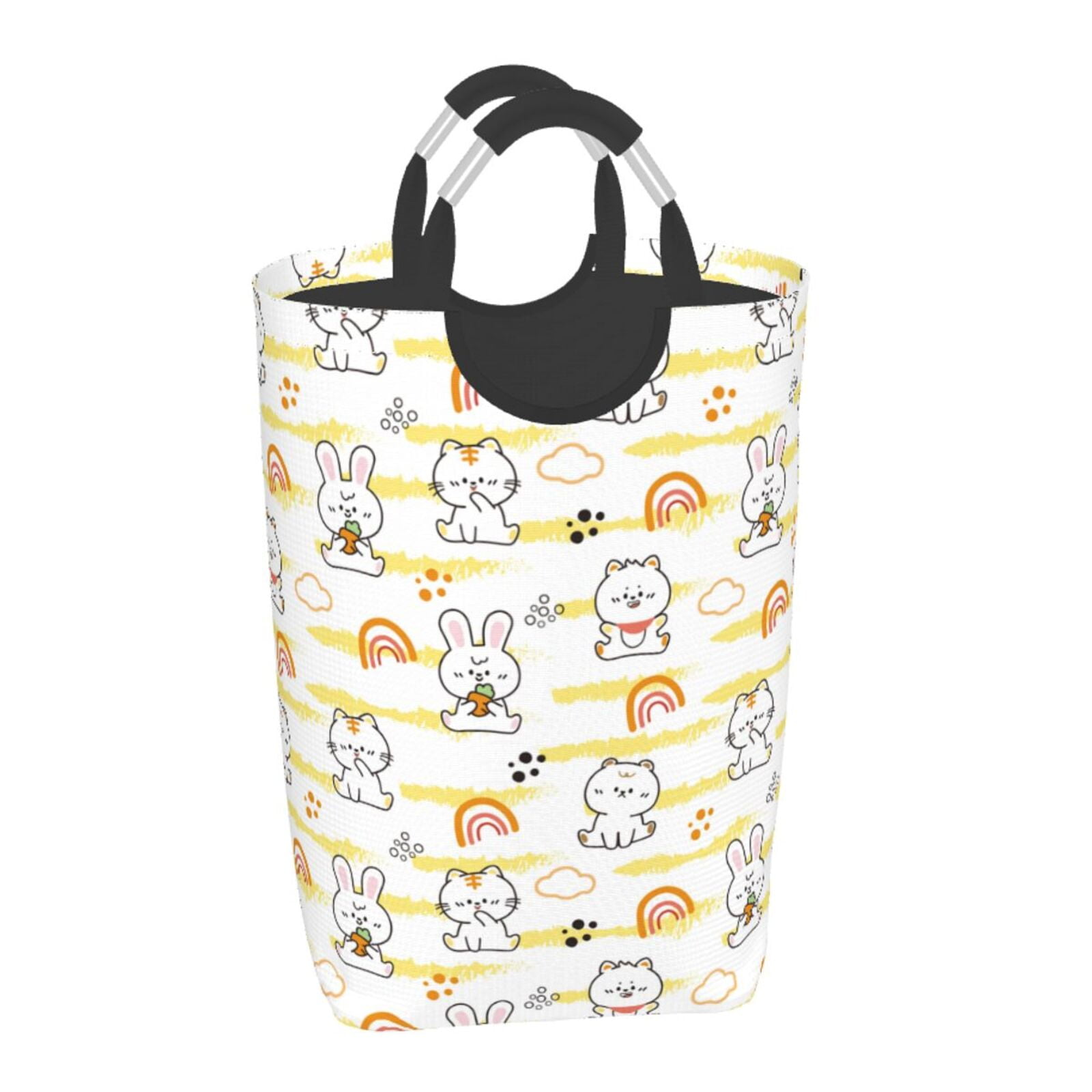 Sikiie Rabbit And Milk Tea Square Laundry Bag Large Collapsible Dirty Clothes Bags With Handles ...