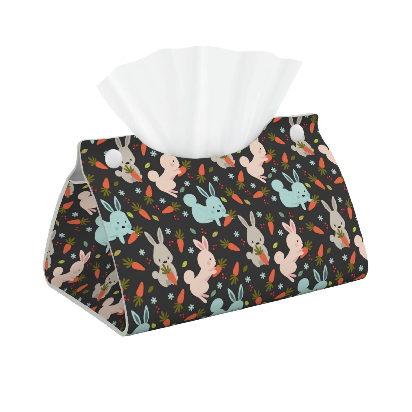 Sikiie Rabbit Is Eating Carrots Leather Tissue Box Cover Rectangle ...