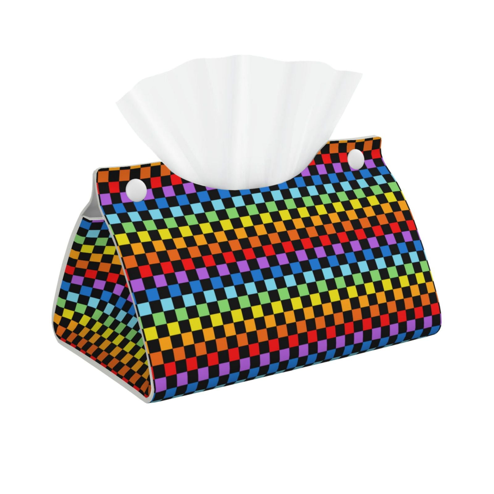 Sikiie Rainbow Chequerboard Leather Tissue Box Cover Rectangle, Long ...