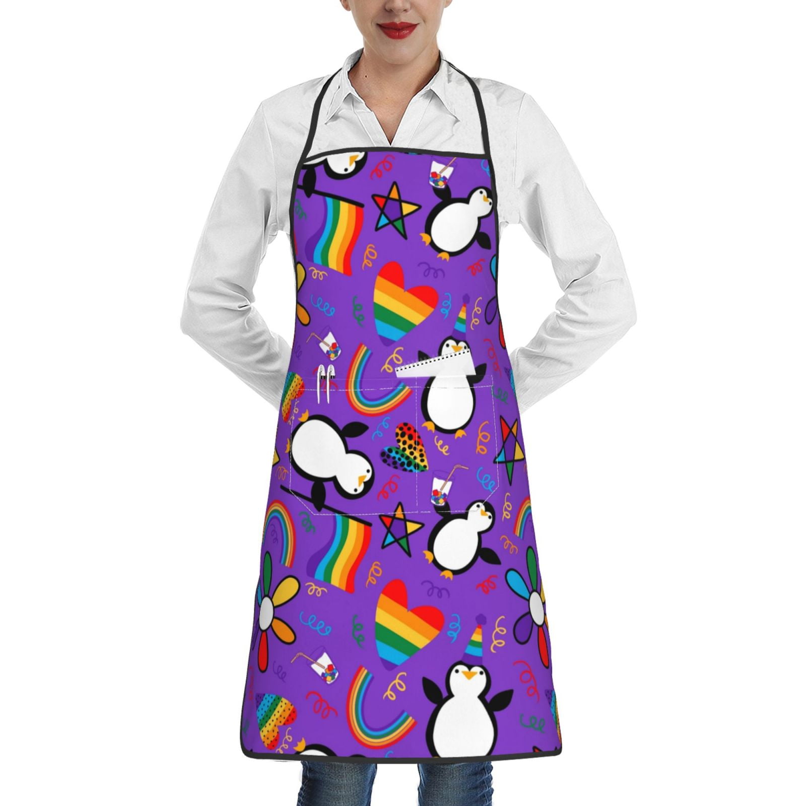 Sikiie Rainbow Lgbt Penguin Aprons for Kitchen Cooking Aprons, Chef ...