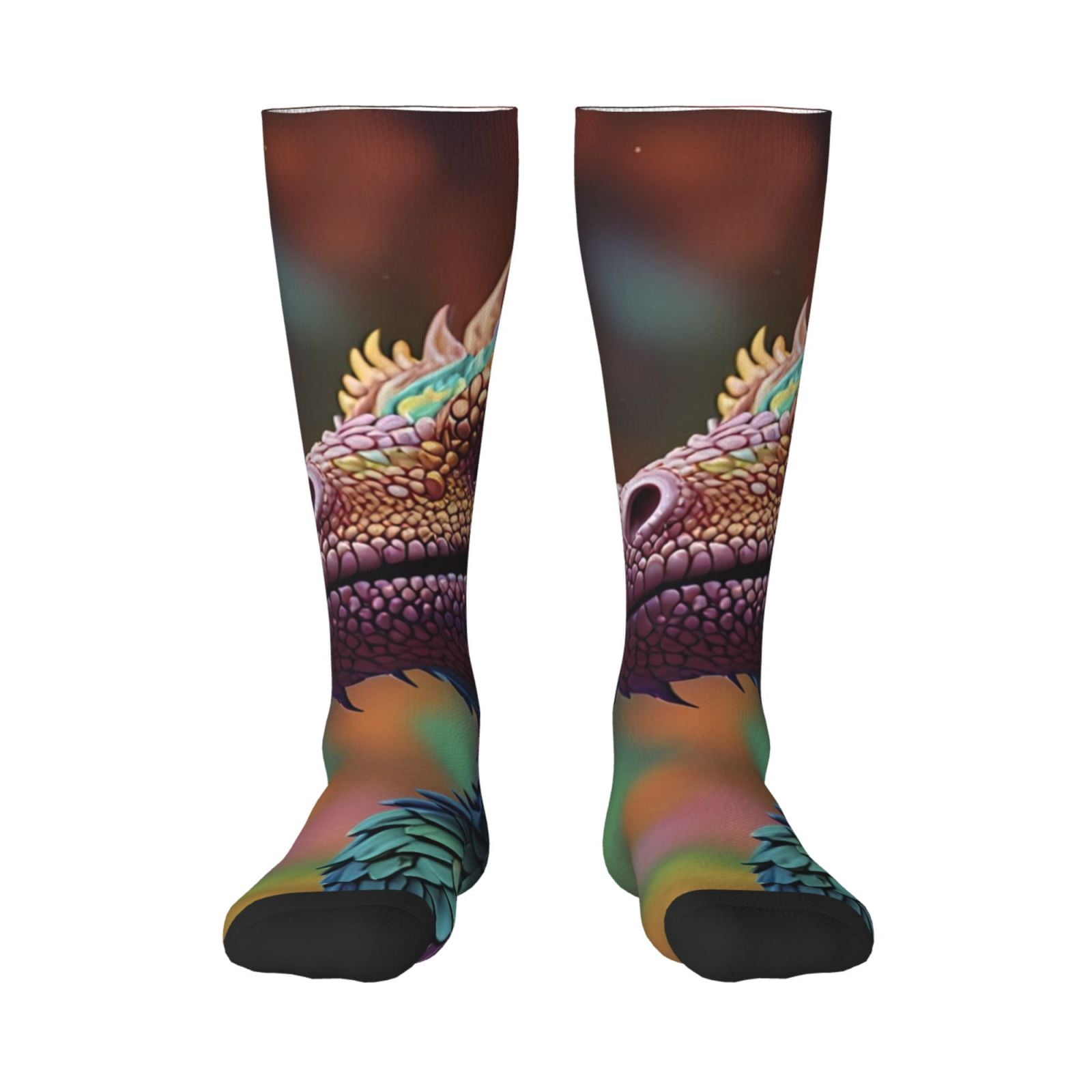 Sikiie Rainbow Scales Fantasy Dragon Knee Socks, High Socks Long ...
