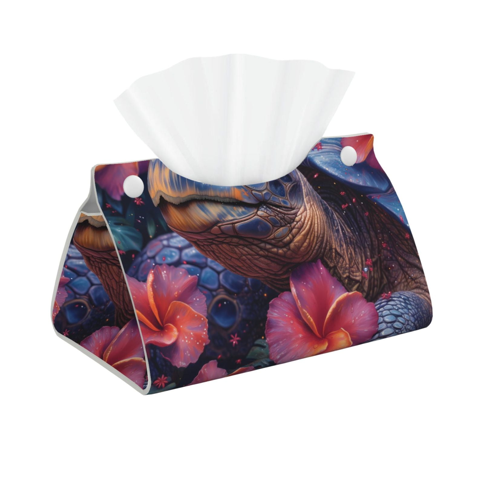 Sikiie Realistic Flower Turtle Leather Tissue Box Cover Rectangle, Long ...