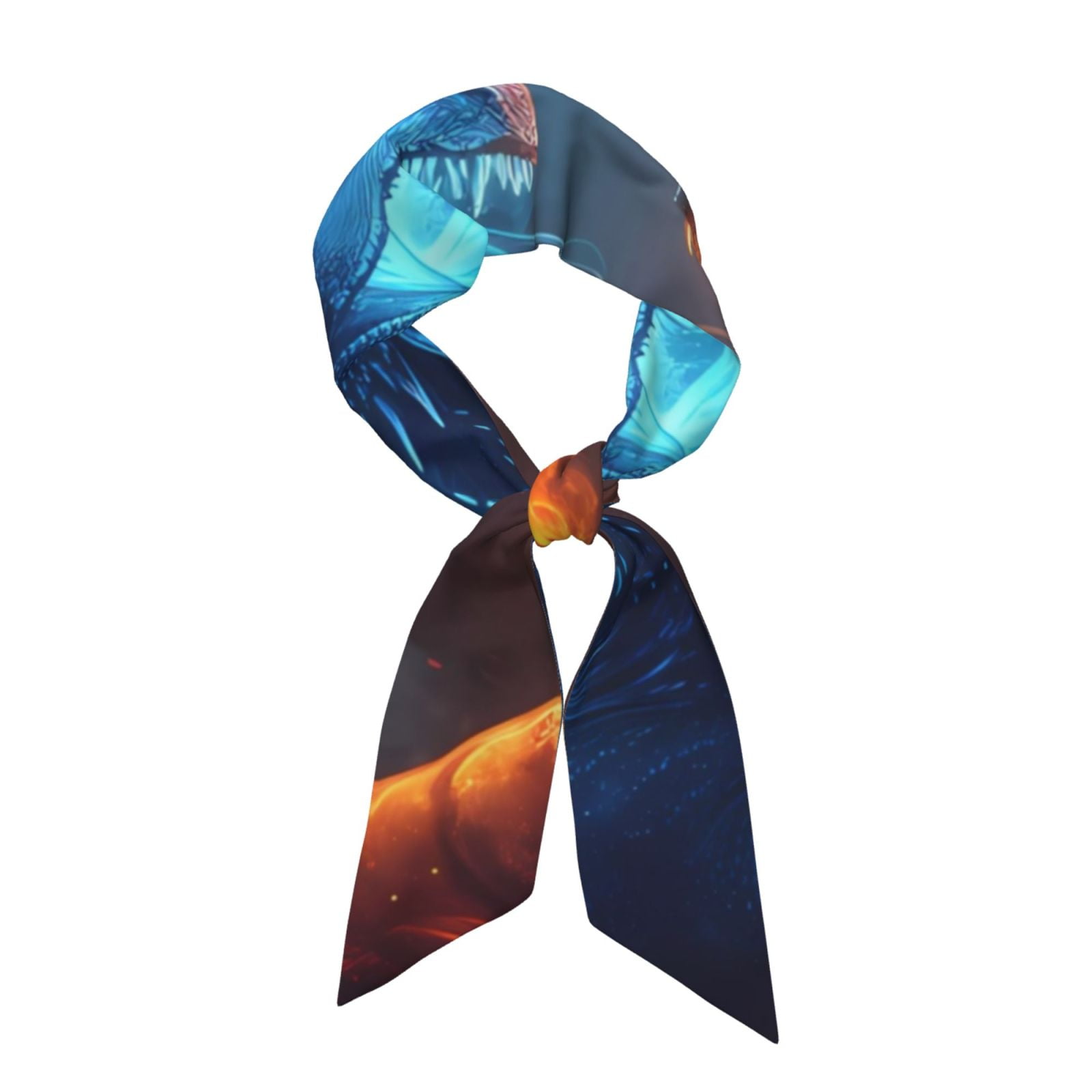 Sikiie Red And Blue Fire Dragon C Neck Scarf Printed Scarves Head for ...