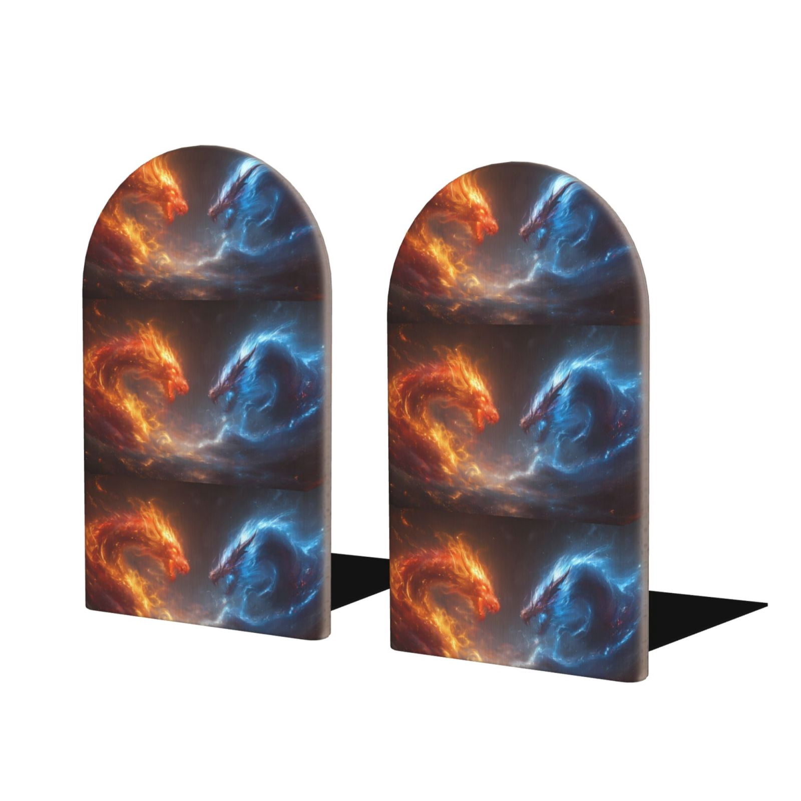 Sikiie Red And Blue Fire Dragon D Bookends 1 Pair, Wood Bookends for ...