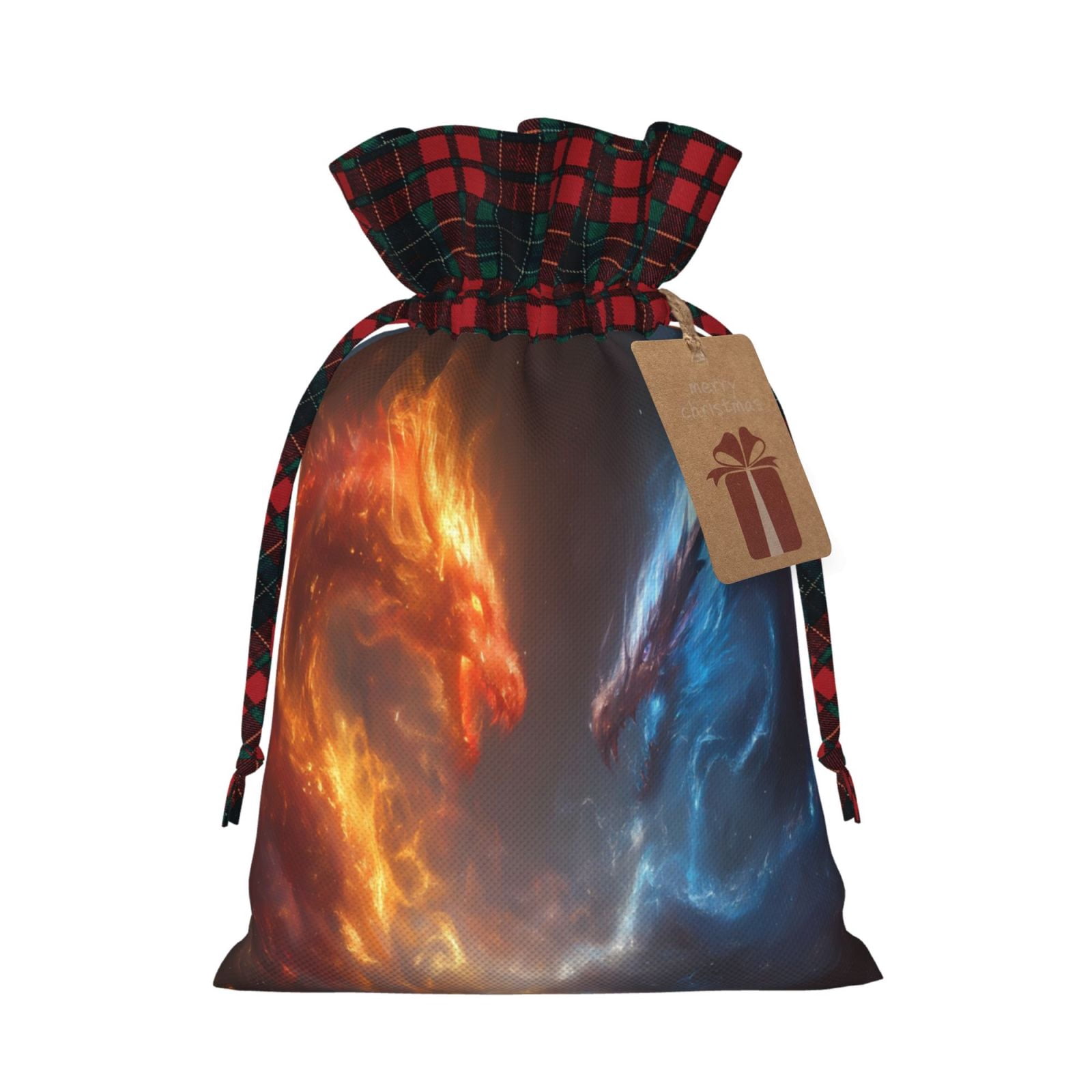Sikiie Red And Blue Fire Dragon D Christmas Gift Bags Drawstring Gift ...