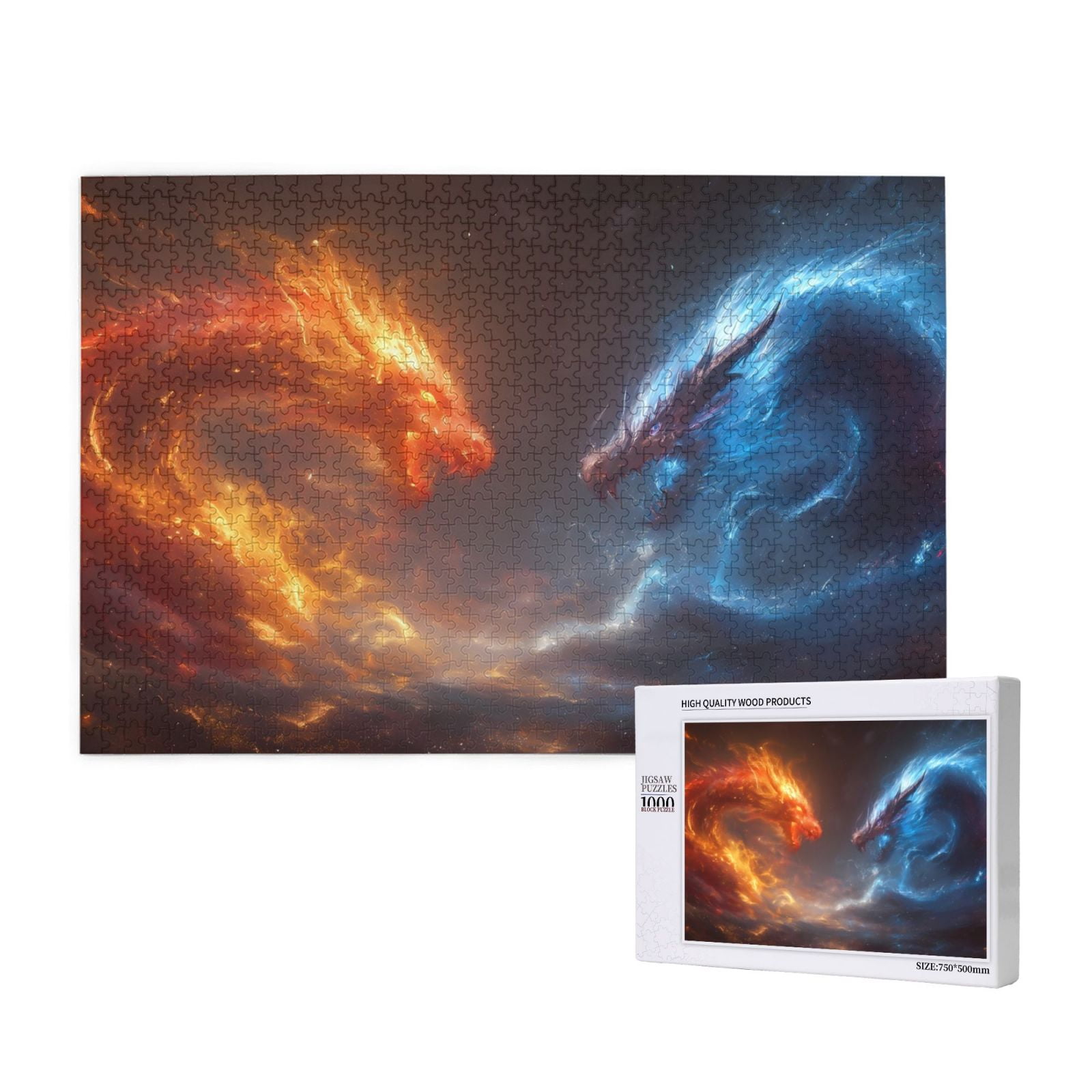 Sikiie Red And Blue Fire Dragon D Puzzle, Jigsaw Puzzles, Jigsaw ...