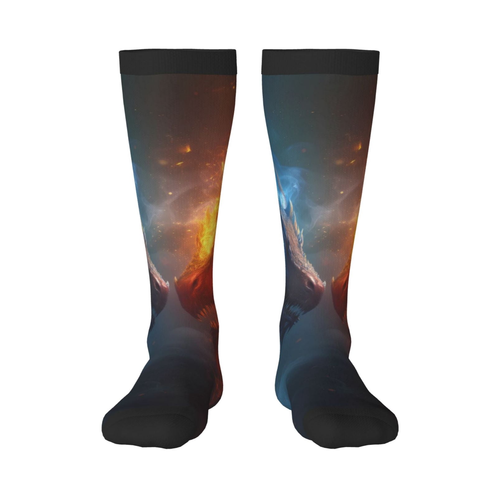 Sikiie Red And Blue Fire Dragon E Knee Socks, High Socks Long Stretchy ...