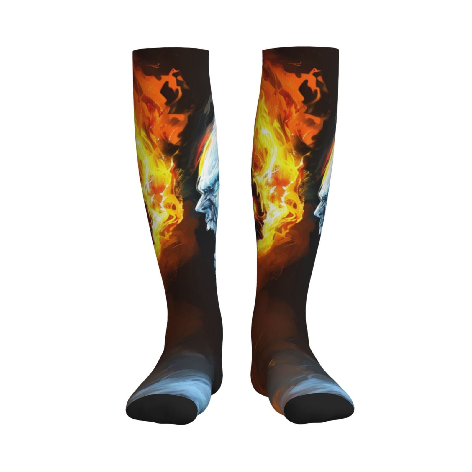 Sikiie Red And Blue Fire Skull Warrior 1 Pairs Compression Socks for ...