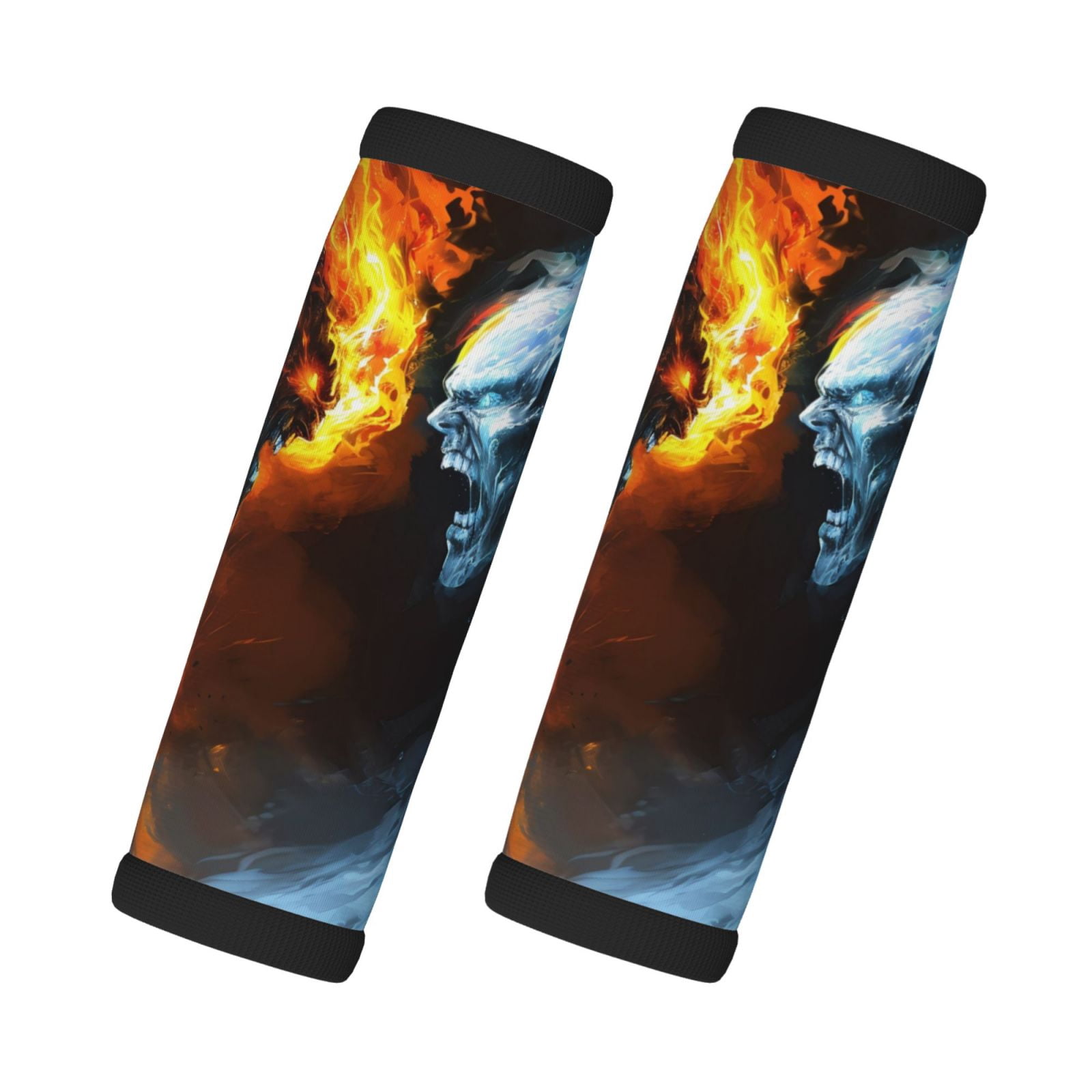 Sikiie Red And Blue Fire Skull Warrior Luggage Handle Wraps for ...