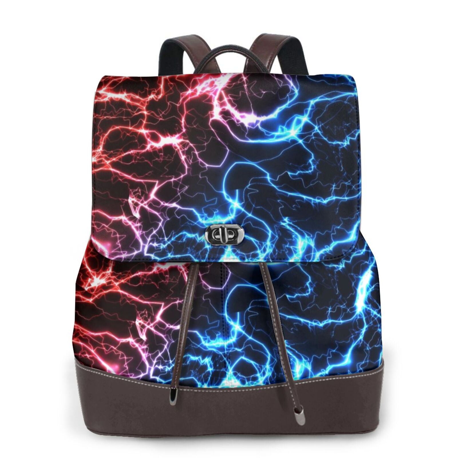 Sikiie Red And Blue Lightning Women Genuine Leather Backpack Fashion ...
