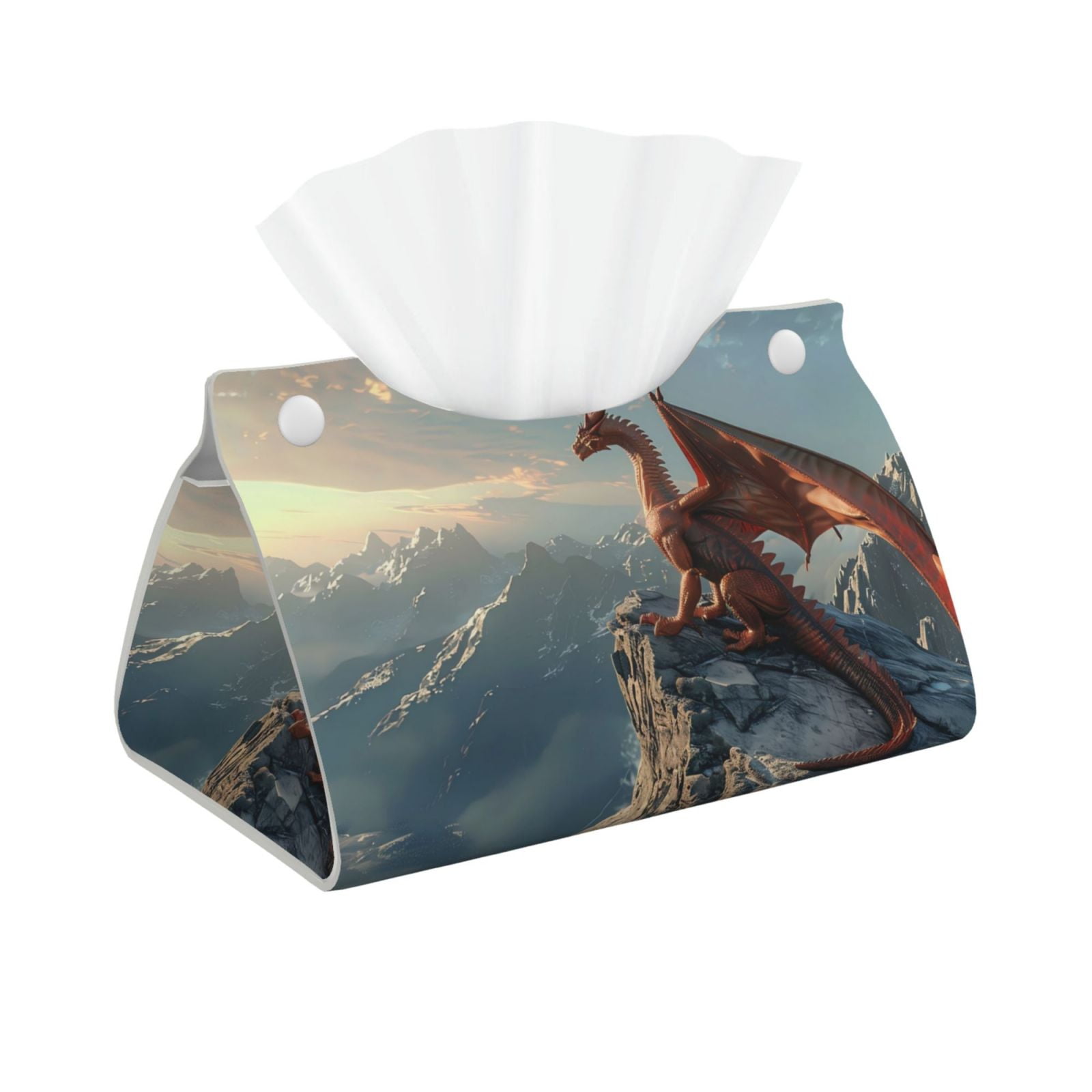 Sikiie Red Dragon Mountain Sunrise Leather Tissue Box Cover Rectangle ...