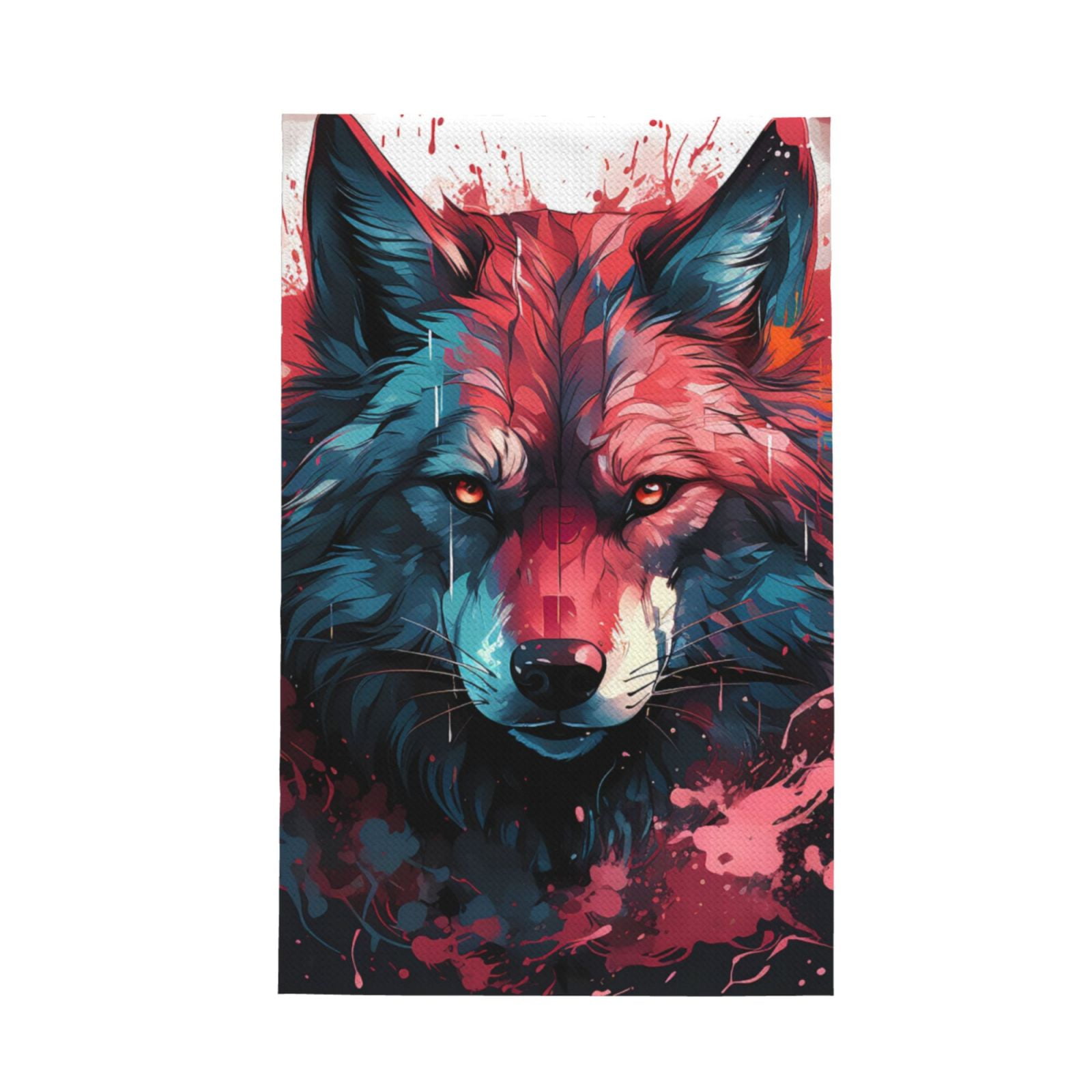 Sikiie Red Flame Wolf Head Waffle Weave Kitchen Dish Cloth,Super ...
