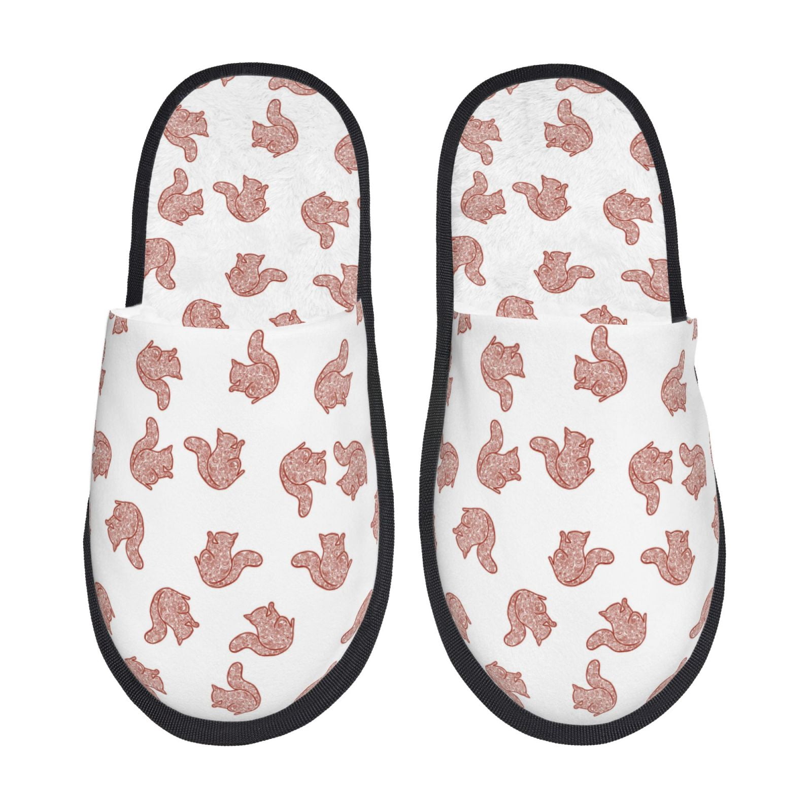Sikiie Red Fox Fuzzy Slip-on Slippers Warm Cozy Soft Lightweight Memory ...