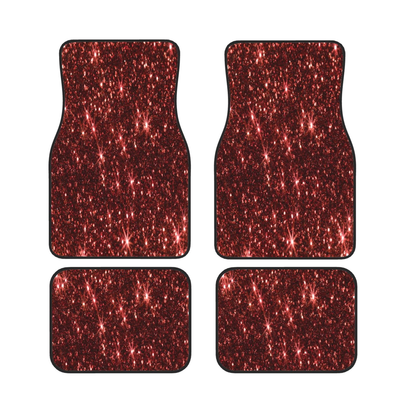 Sikiie Red Glitter Texture Car Foot Mat Set of 4 Pieces Basics ...