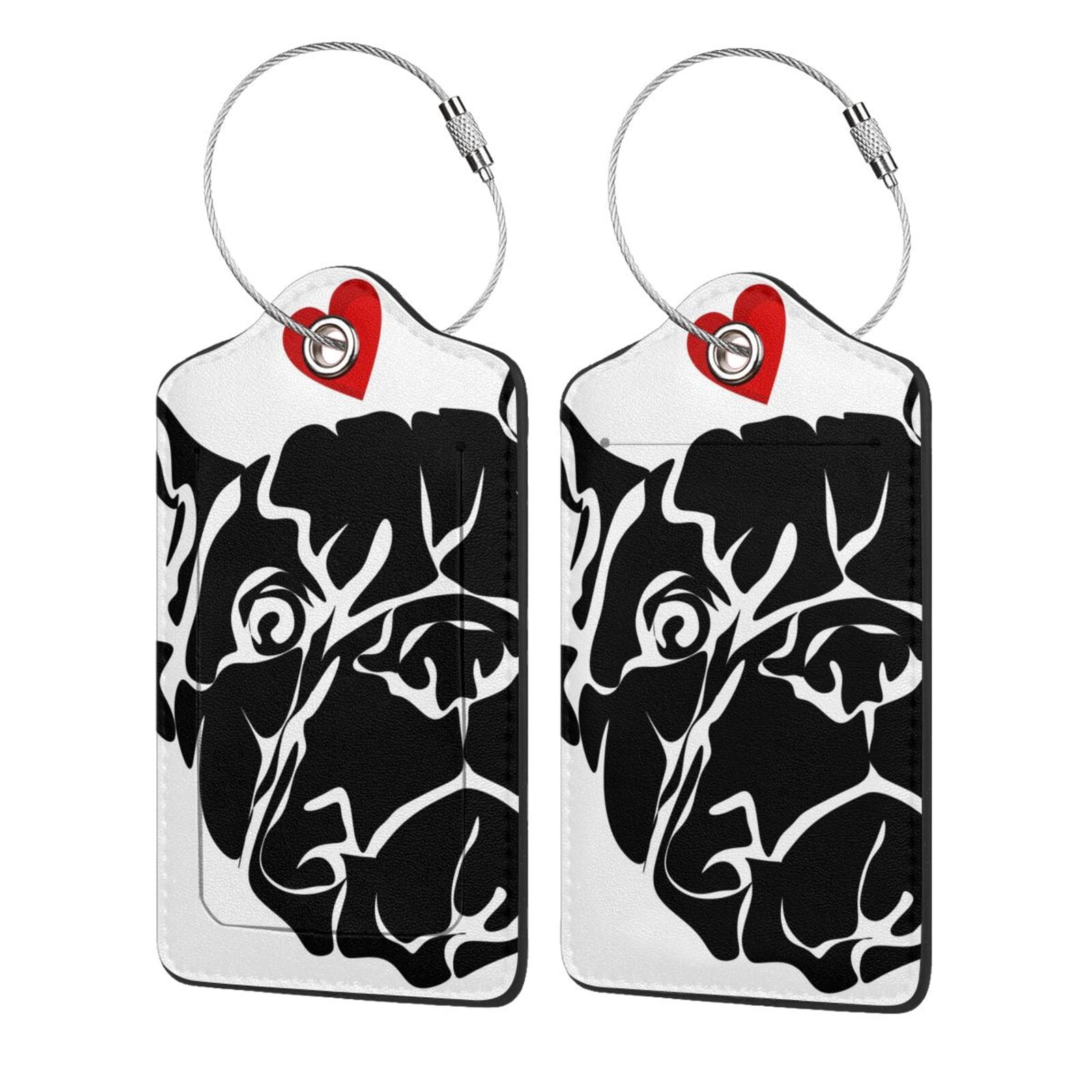 Sikiie Red Heart And Puppy Of Bulldog Luggage Tag for Suitcase Leather ...