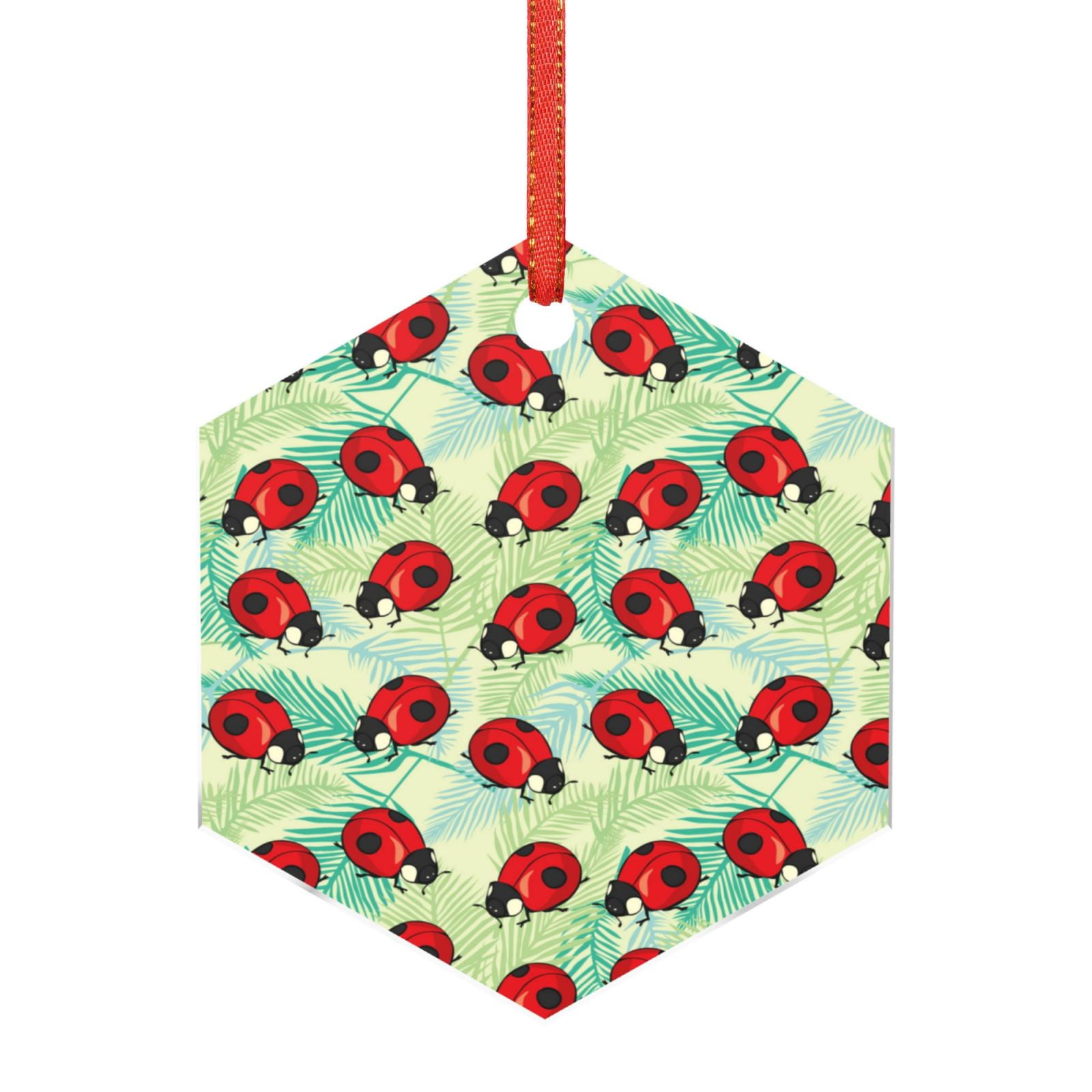 Sikiie Red Ladybugs And Leaf Acrylic Christmas Ornament Pendant ...