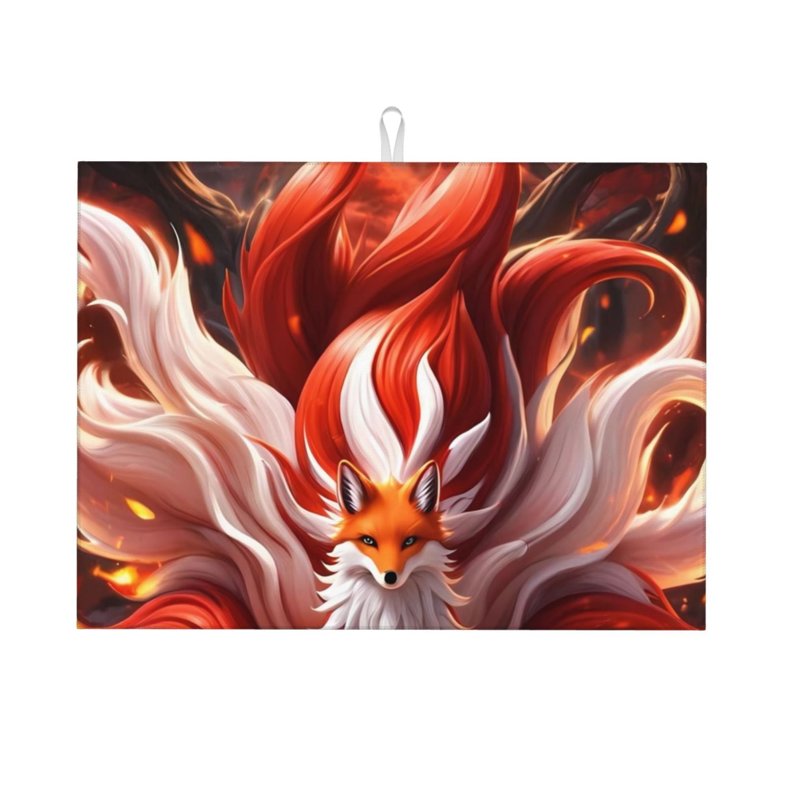 Sikiie Red Leaf Flame Fox Dish Drying Mat, Kitchen Counter Mat, Self ...