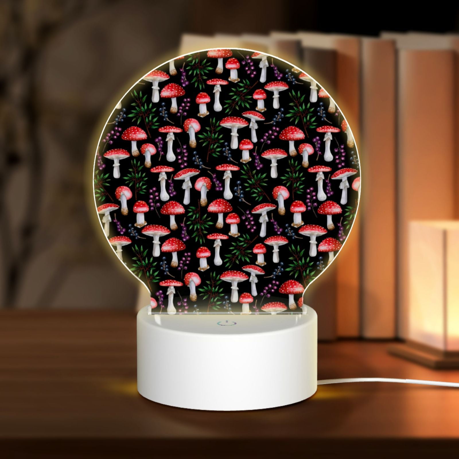Sikiie Red Mushrooms Acrylic Night Light Gift Custom Acrylic Night ...