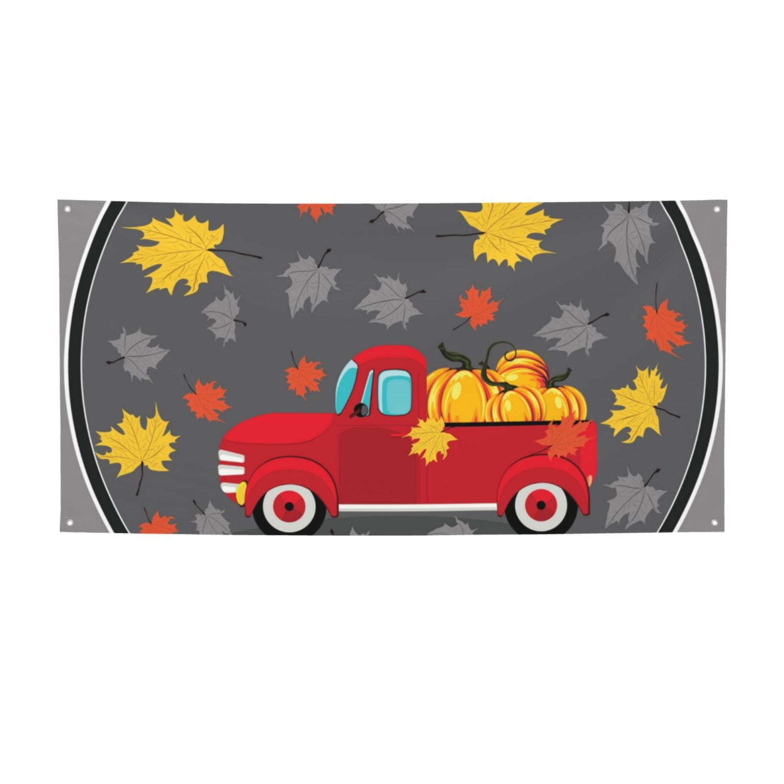 Sikiie Red Pickup Truck With Pumpkins Custom Banners and Signs ...
