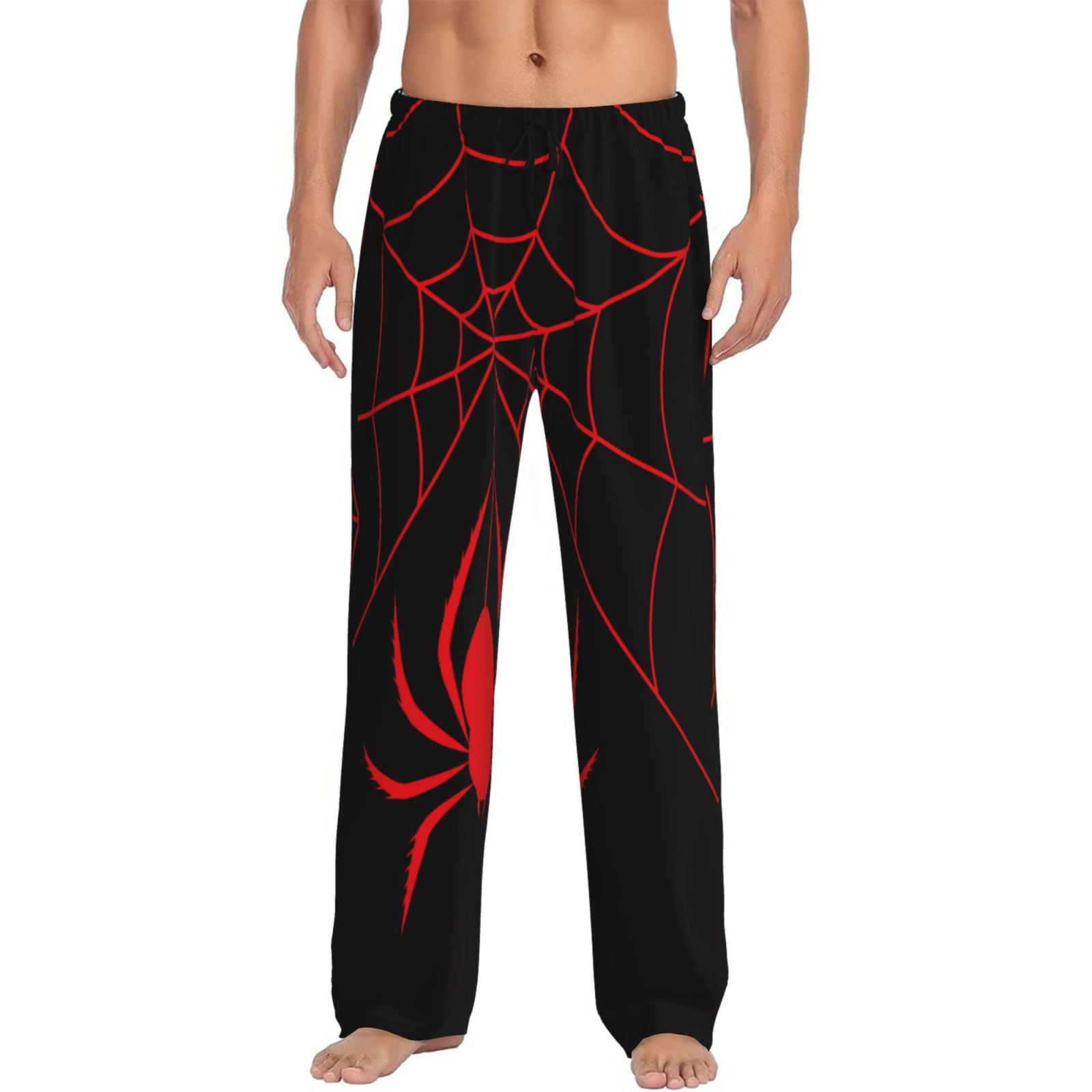 Sikiie Red Spider Print Pajama Pants Men, PJ Bottoms, Sleep & Lounge ...