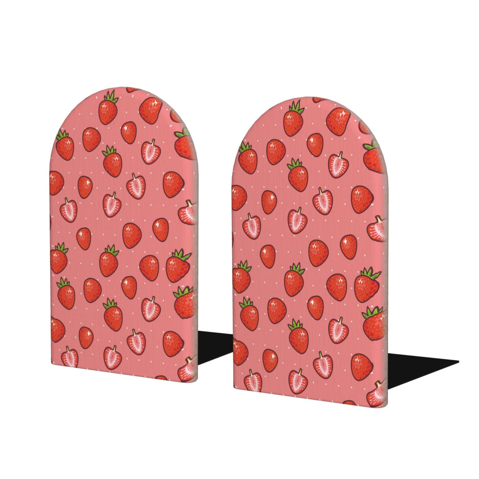 Sikiie Red Strawberry Bookends 1 Pair, Wood Bookends for Shelves, Book ...