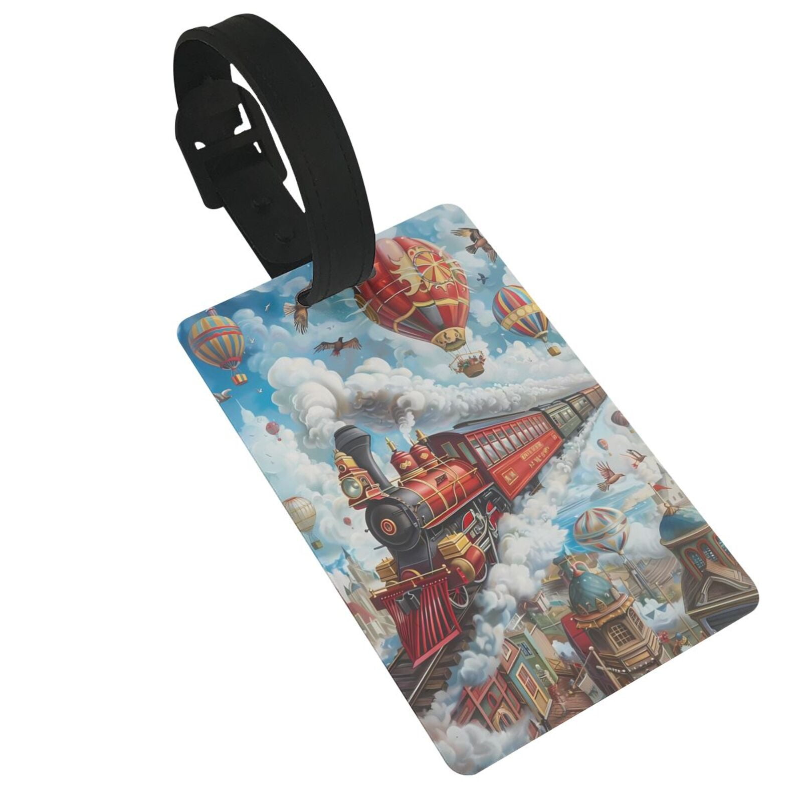 Sikiie Red Train Hot Air Balloon Luggage Tags Privacy Cover ID Label ...