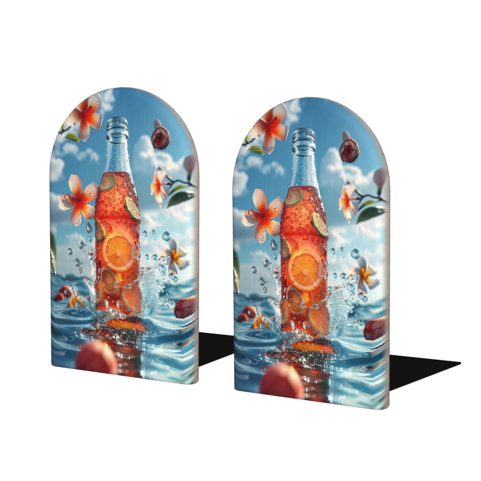 Sikiie Refreshing Citrus Splash Bookends 1 Pair, Wood Bookends for ...
