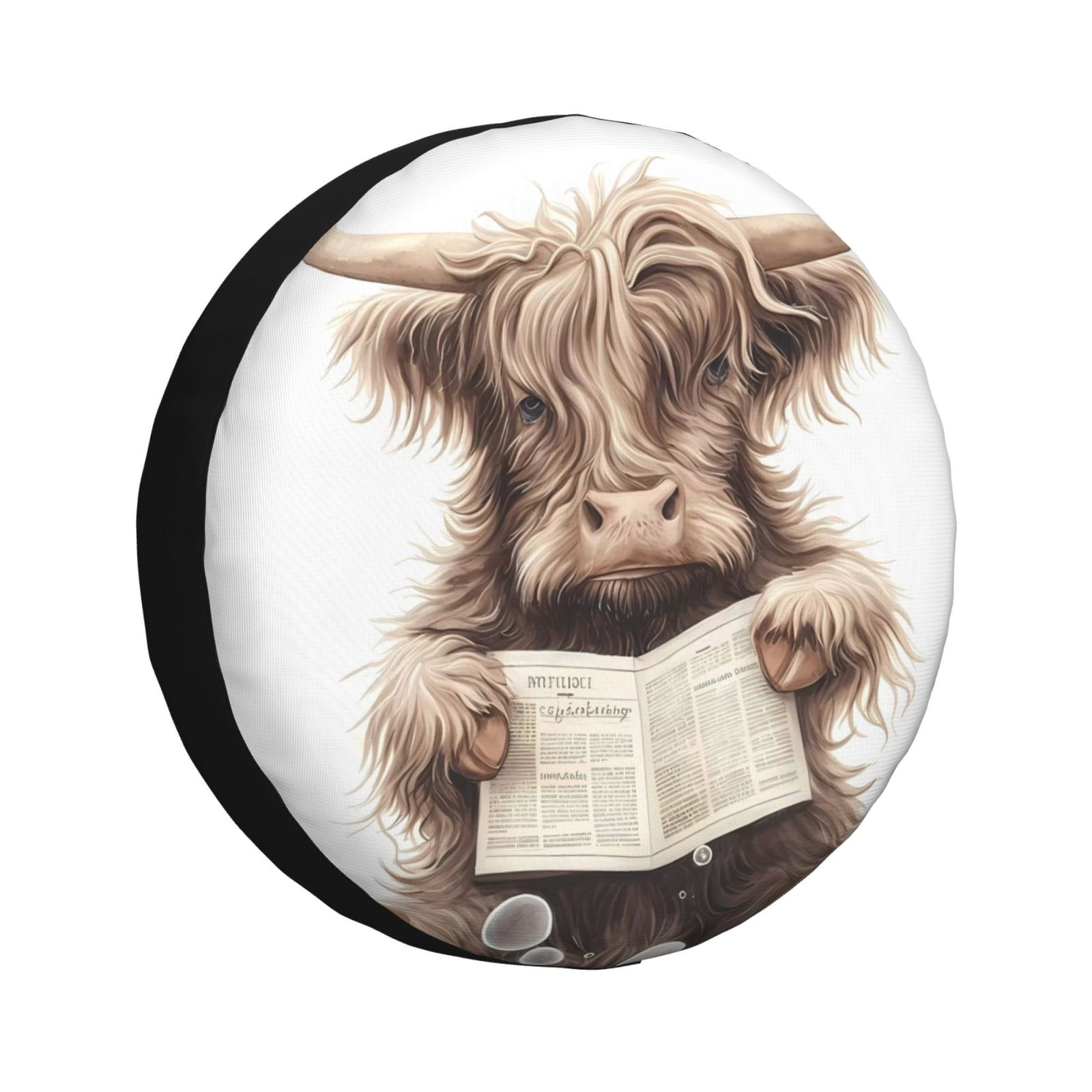Sikiie Relaxed Cute Cow Reading PVC Leather Spare Tire Wheel Cover ...