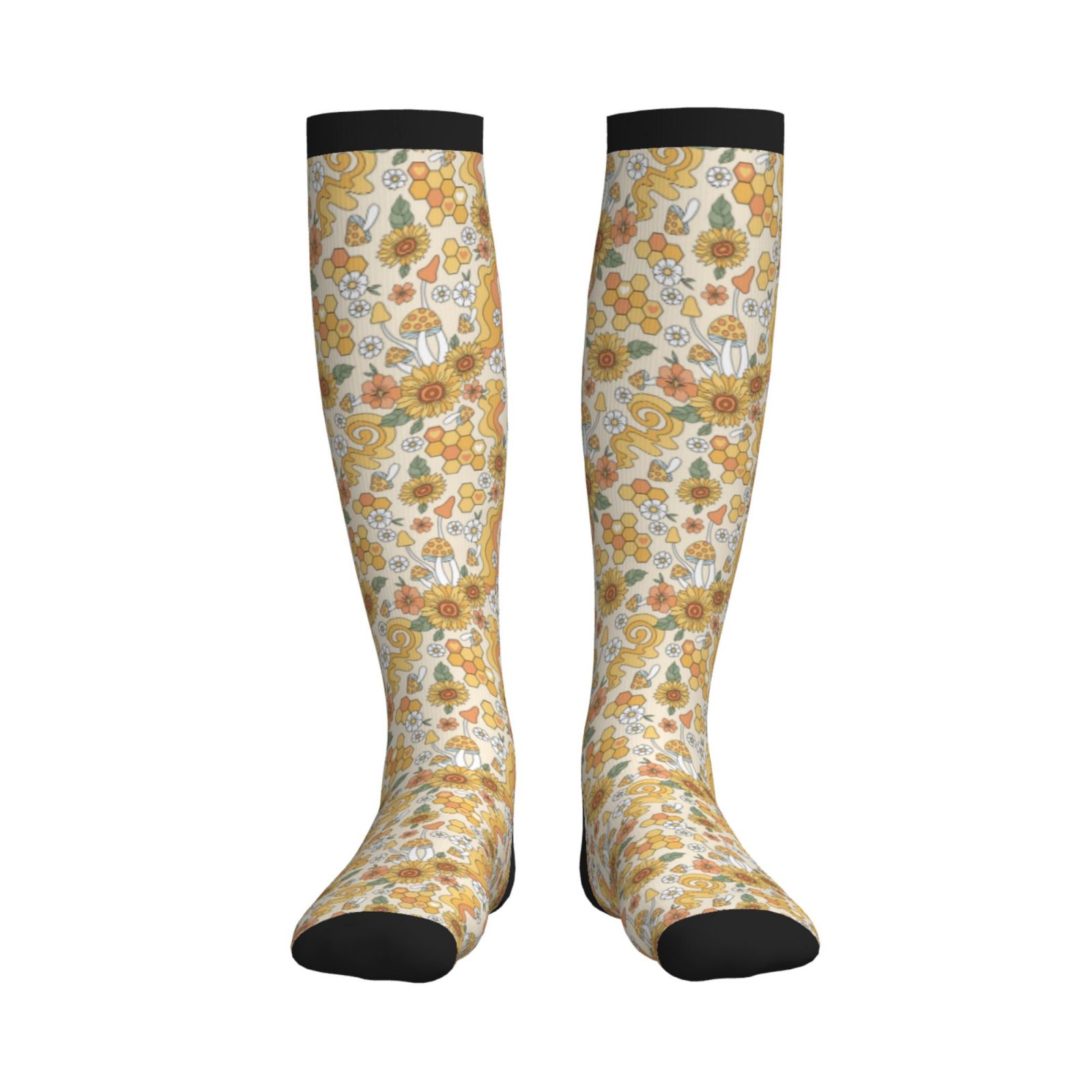 Sikiie Retro 70s 60s Flower 1 Pairs Compression Socks for Men and Women ...