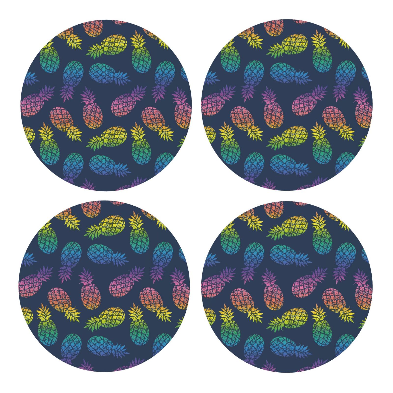 Sikiie Retro Bright Pineapple MDF Cork Coaster 4 Pcs - Absorbent ...