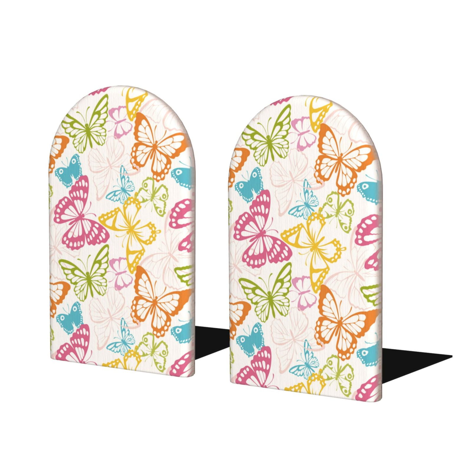 Sikiie Retro Colorful Butterfly Bookends 1 Pair, Wood Bookends for ...