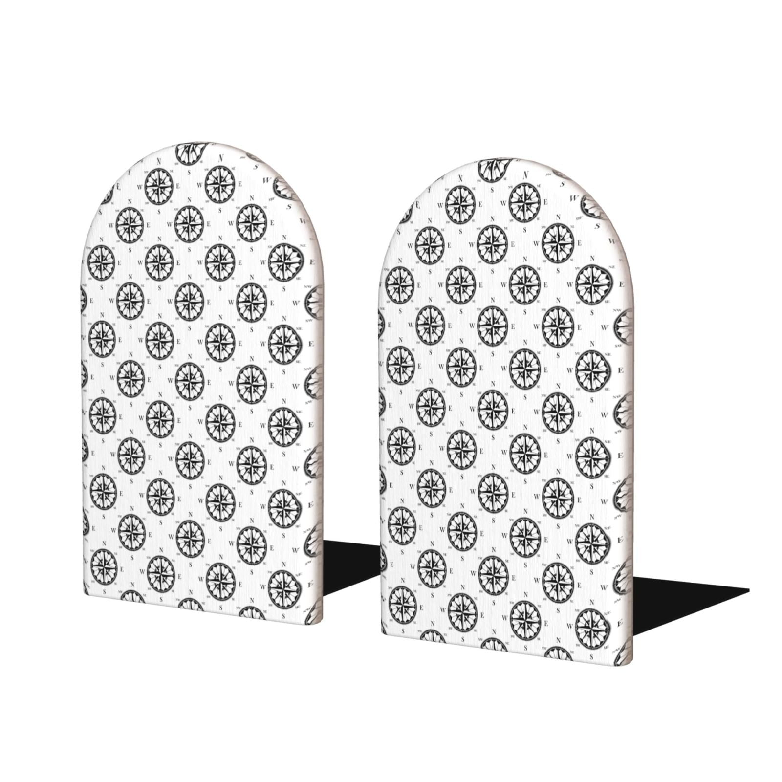 Sikiie Retro Compass Bookends 1 Pair, Wood Bookends for Shelves, Book ...