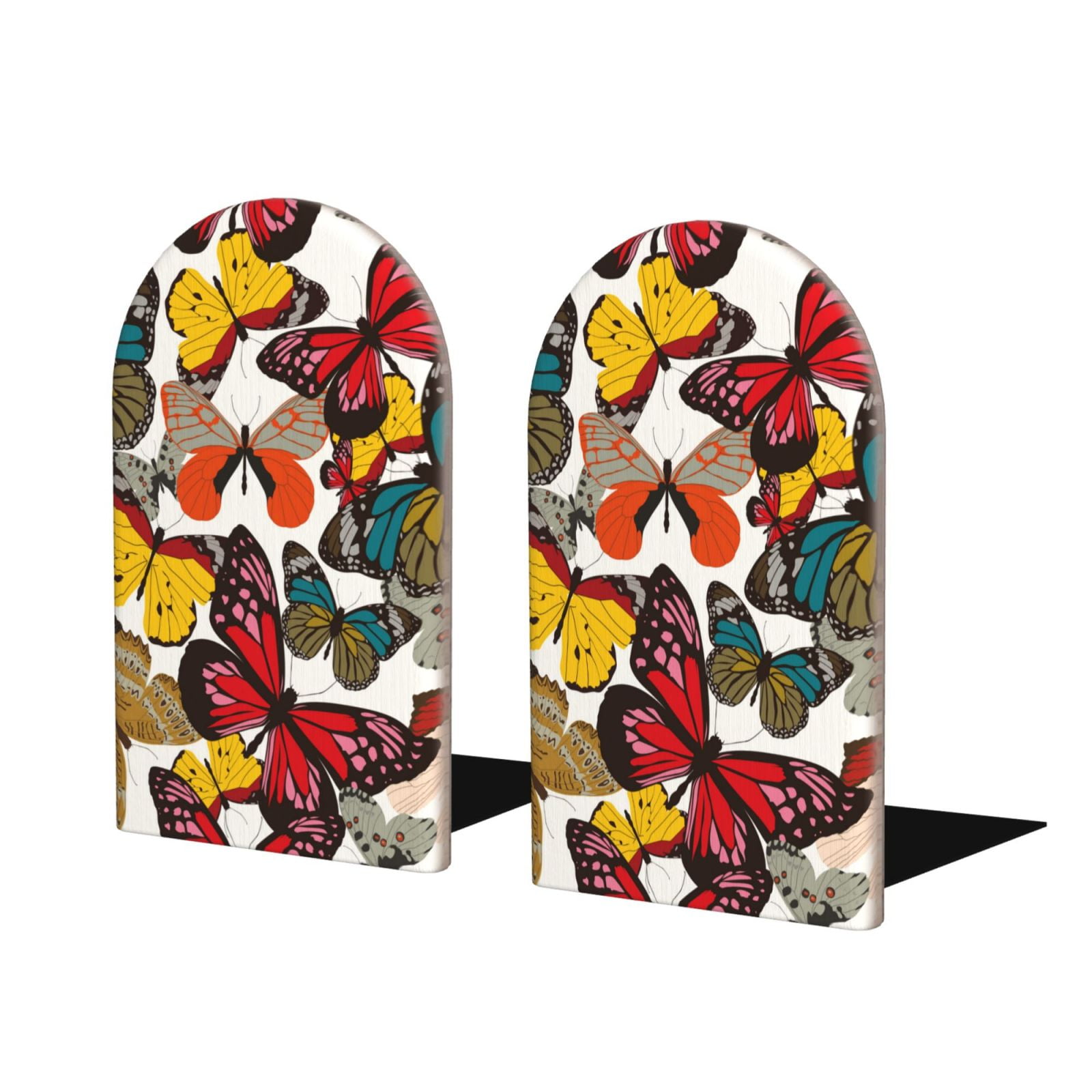 Sikiie Retro Floral Butterfly Bookends 1 Pair, Wood Bookends for ...