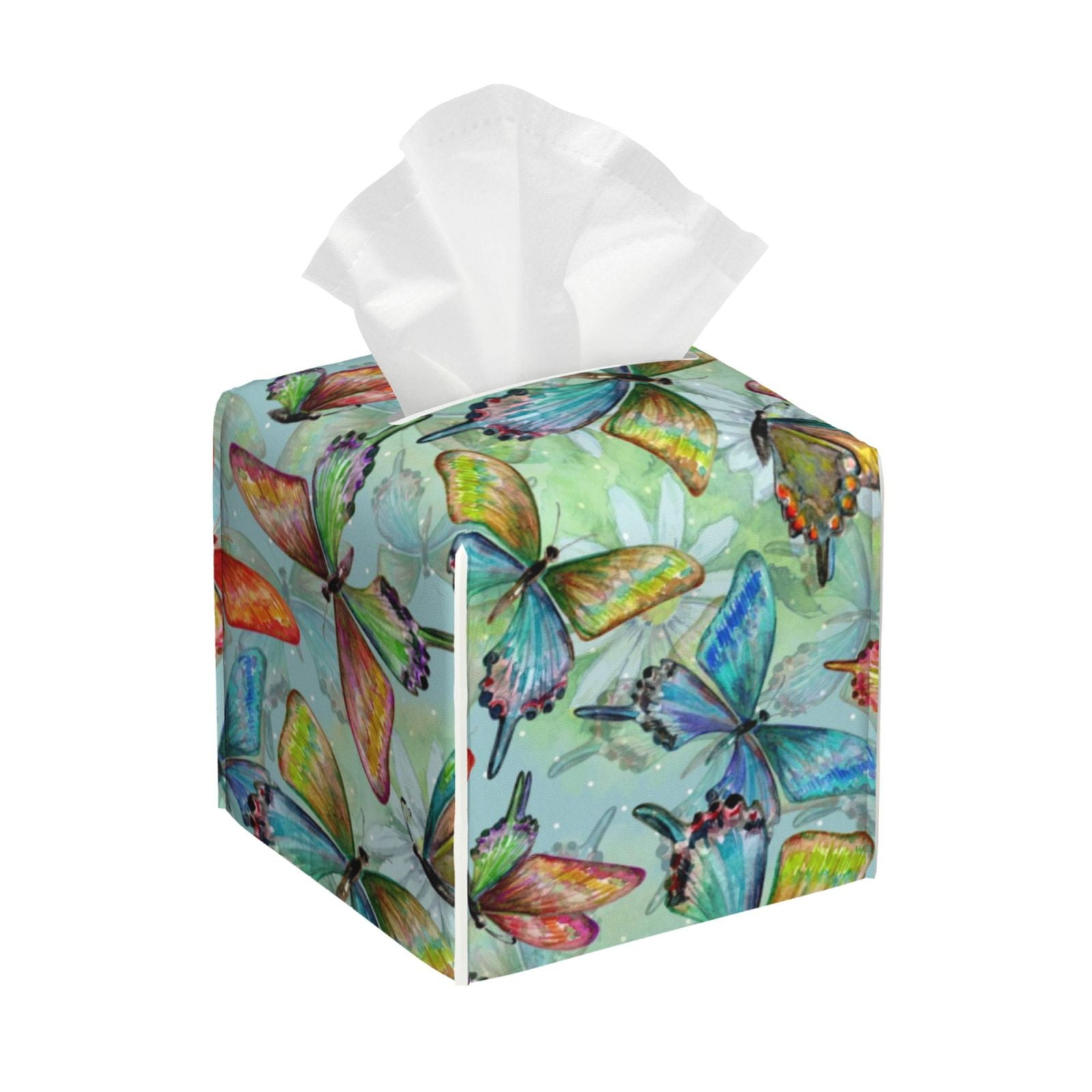 Sikiie Retro Flying Butterflies Leather Tissue Box Cover Square, tissue ...