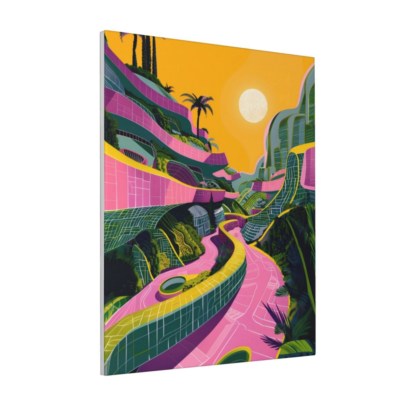 Sikiie Retro Futuristic Landscape Print Canvas Decorative Hanging ...