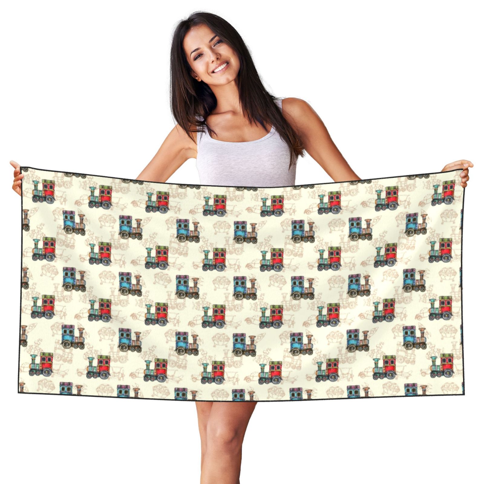 Sikiie Retro Steampunk Vehicle Beach Towel for Women Men, Pool Bath ...