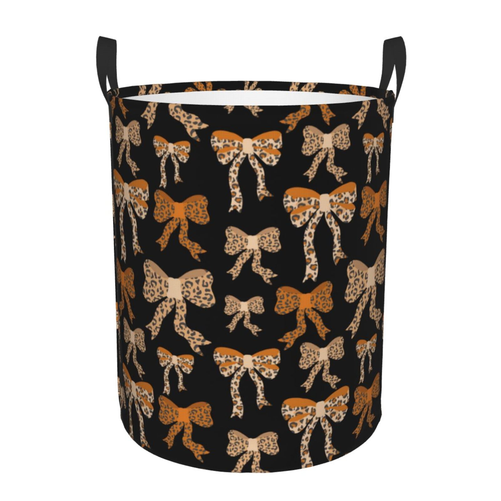 Sikiie Ribbon bows with leopard Print Round Dirty Clothes Basket ...