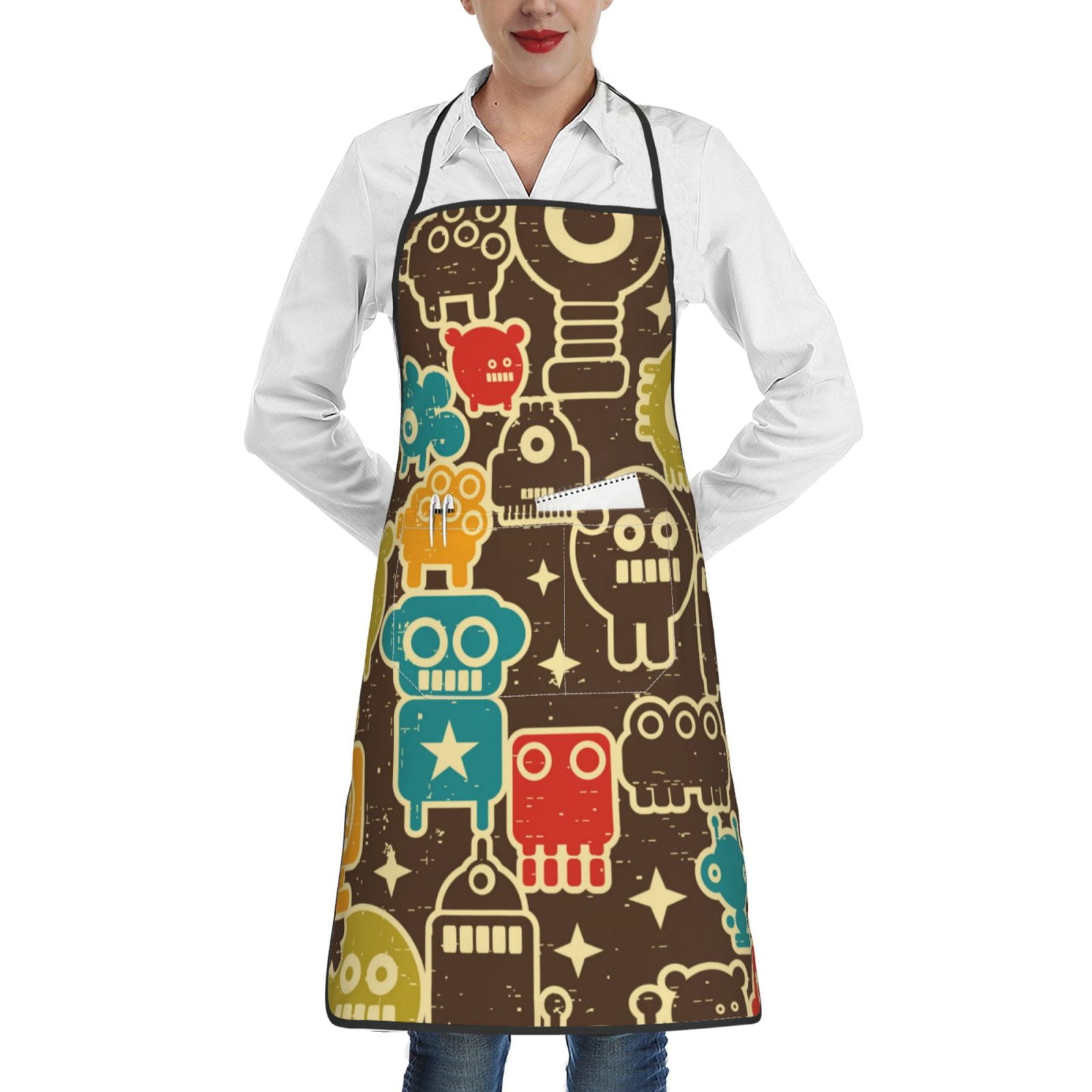 Sikiie Robot and Monsters Aprons for Kitchen Cooking Aprons, Chef Apron ...