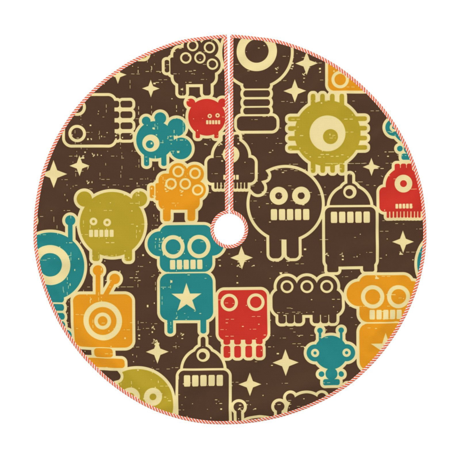 Sikiie Robot and Monsters Nativity Christmas Tree Skirt, Jesus ...