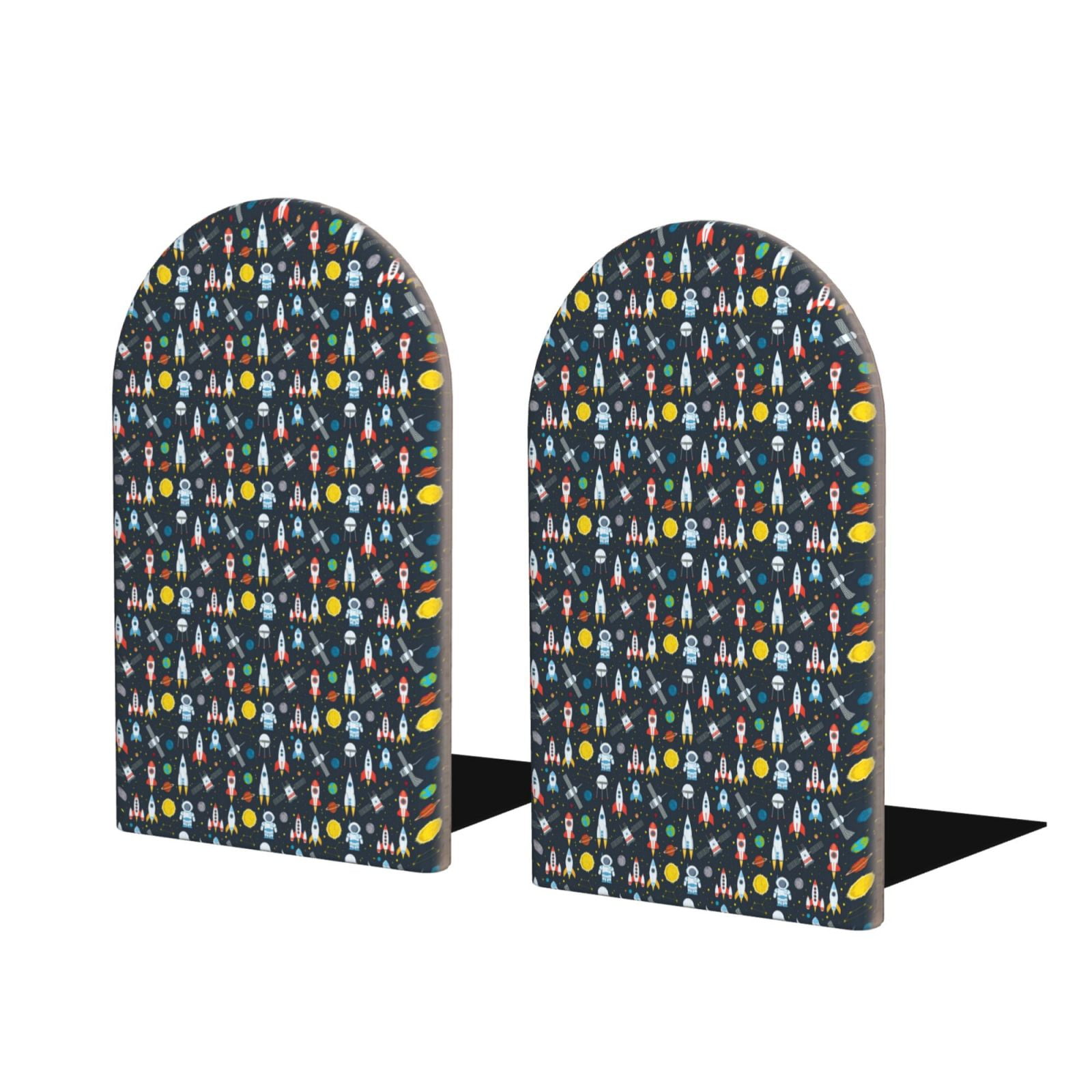 Sikiie Rocket Space Bookends 1 Pair, Wood Bookends for Shelves, Book ...