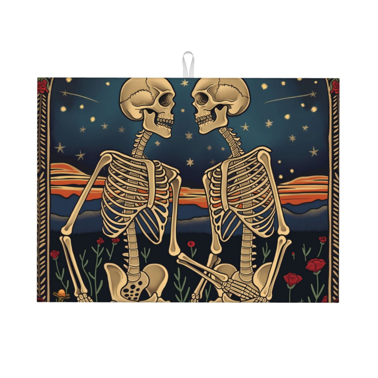Sikiie Romantic Skeletons Under Moon Dish Drying Mat, Kitchen Counter ...