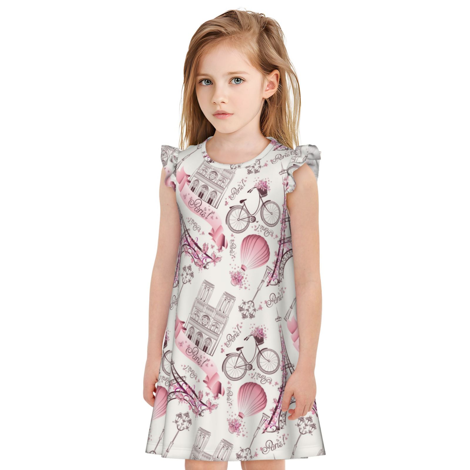 Sikiie Romantic Travel In Paris Girls Nightgowns 3-10 Years Flutter ...