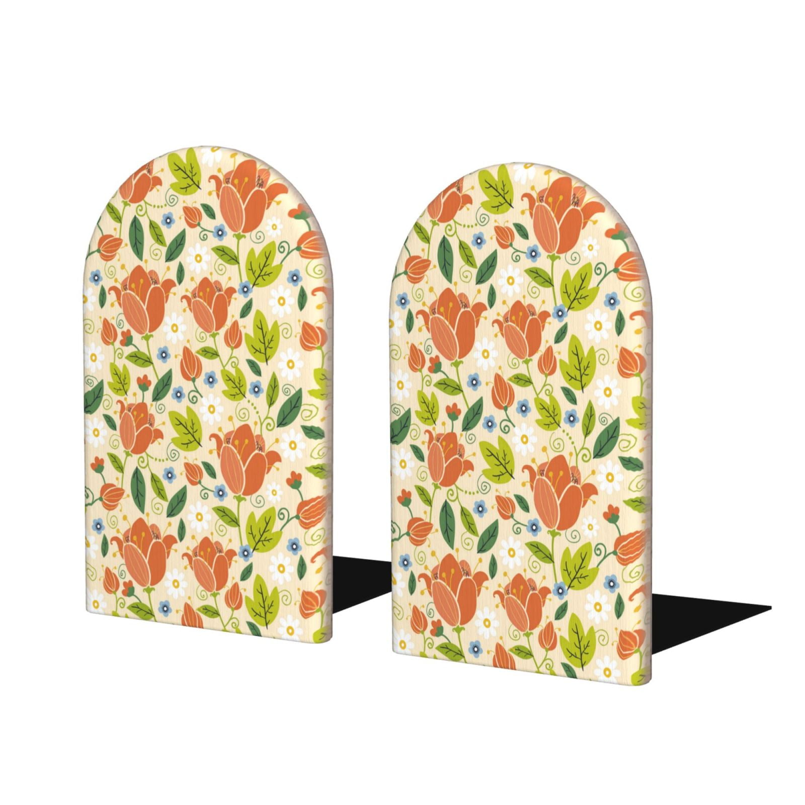 Sikiie Rose Daisy Bookends 1 Pair, Wood Bookends for Shelves, Book Ends ...