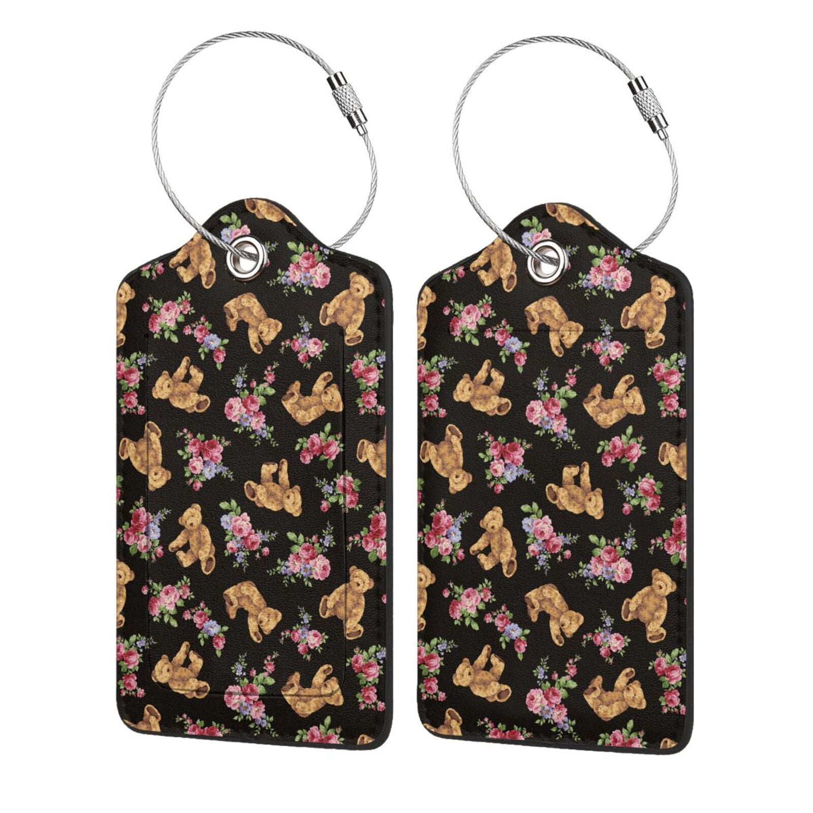 Sikiie Rose Flower Bear Luggage Tag for Suitcase Leather Baggage Tag ...