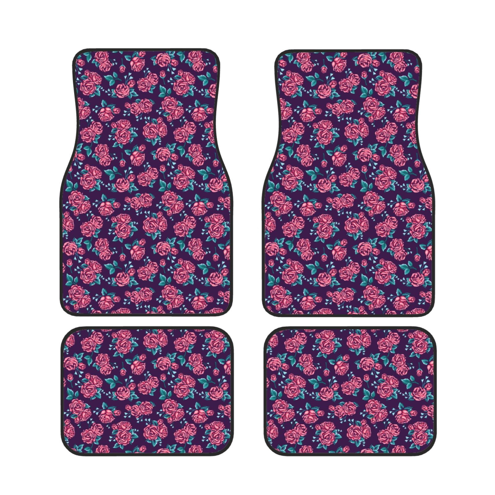 Sikiie Rose Flowers Car Foot Mat Set of 4 Pieces Basics Universal Fit ...