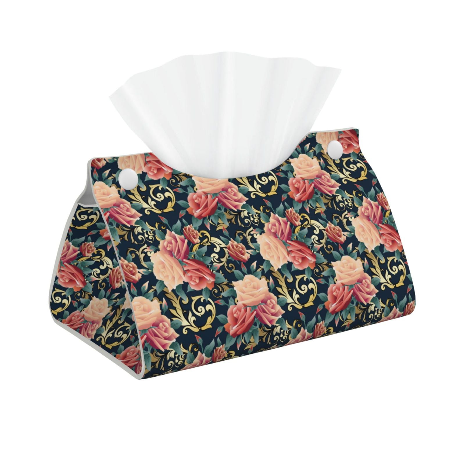 Sikiie Rose Flowers Leather Tissue Box Cover Rectangle, Long Tissue Box ...