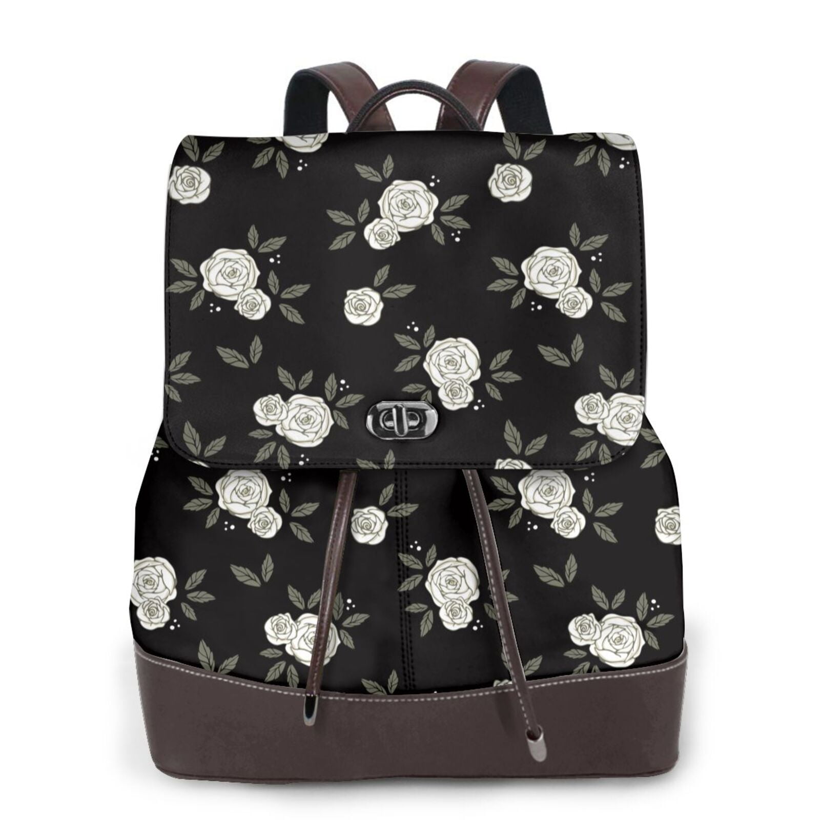 Sikiie Rose Flowers Women Genuine Leather Backpack Fashion Rucksack ...