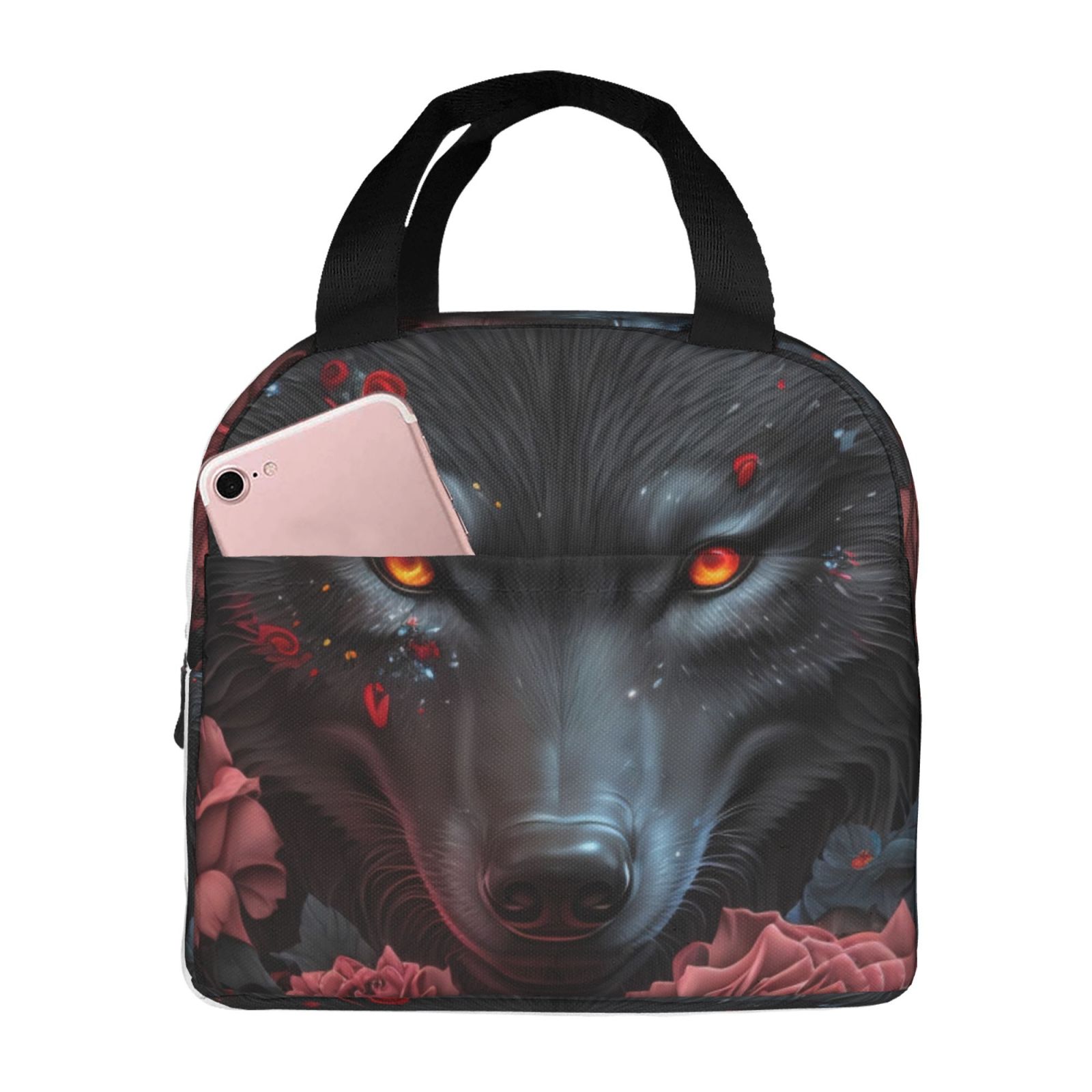 Sikiie Rose Full Moon Black Wolf Lunch Bag for Women & Men Adult ...