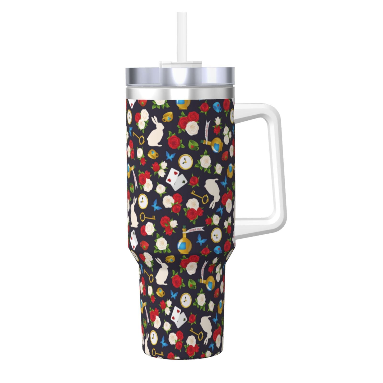 Sikiie Rose Rabbit Insulated Stainless Water Bottle Lid Travel Mug Cup ...