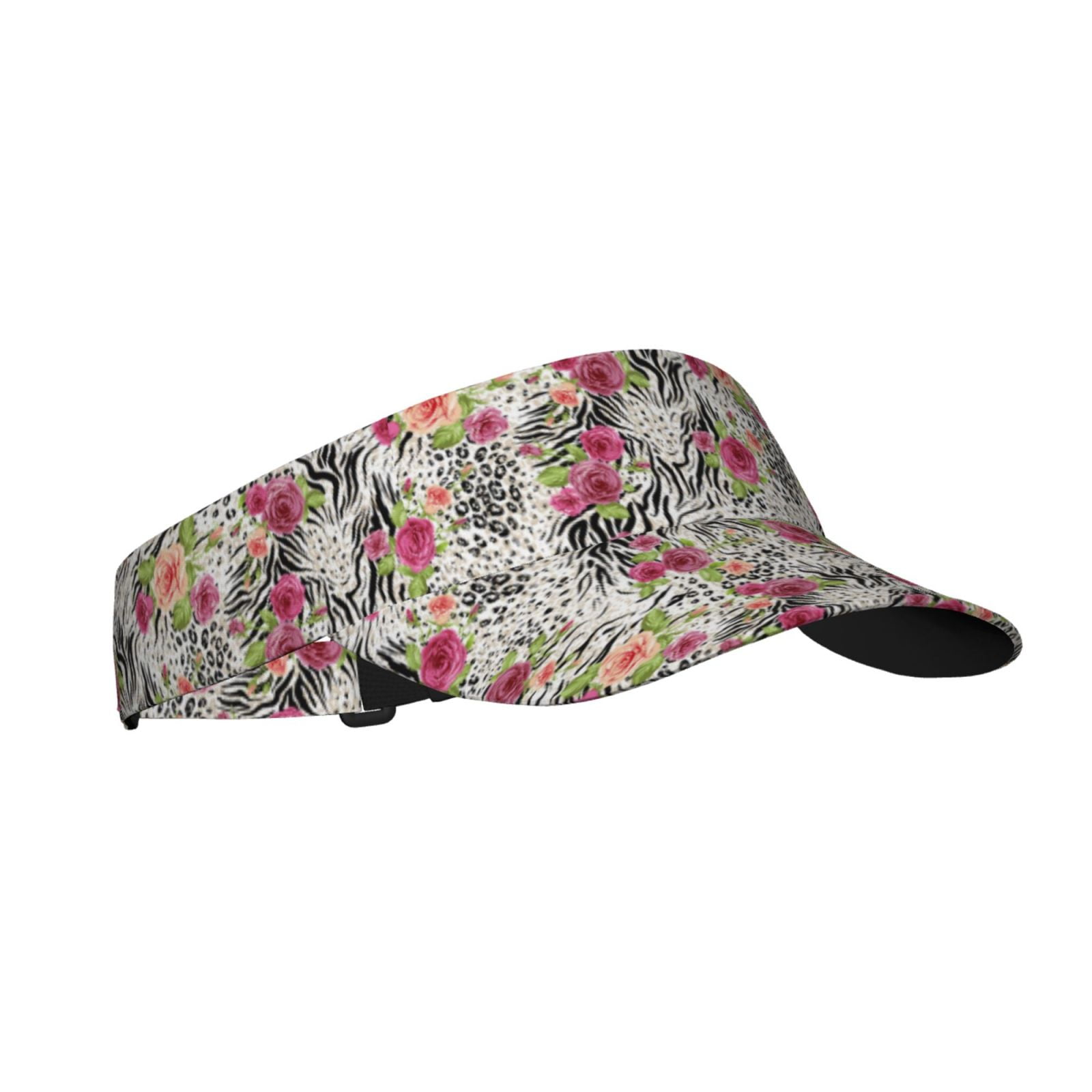 Sikiie Roses Mixed Zebra Sun Visor Hat Adjustable Velcro Golf Visor ...